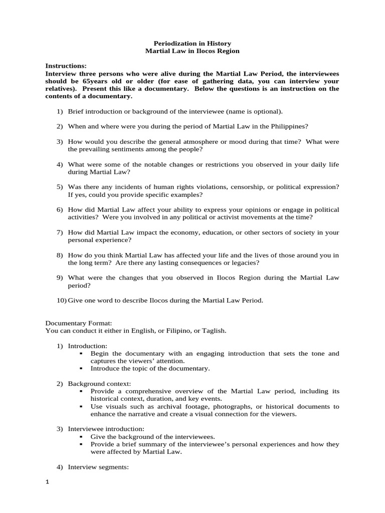 Major Output 1 Periodization in History | PDF | Narrative | Interview