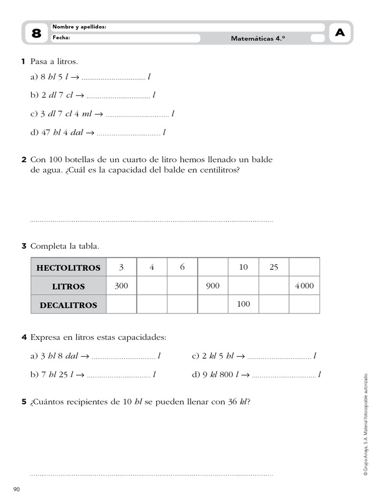 08 Ampliacion | PDF | Litro | Los símbolos