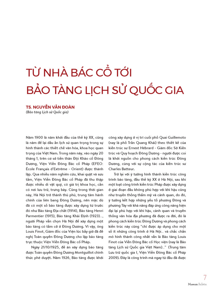 From Louis Finot Museum (EFEO) To The Vietnam National Museum of ...