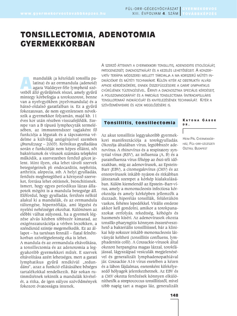 Tonsillectomia Tonsillotomia | PDF