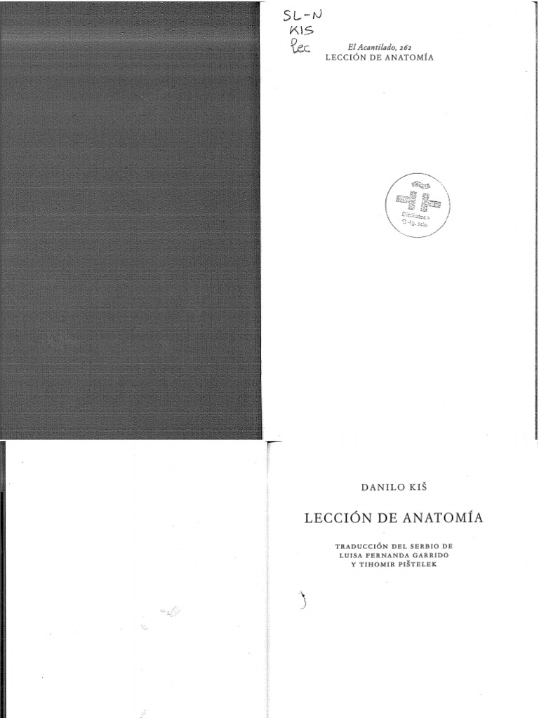 Danilo Kis Leccion de Anaomia | PDF