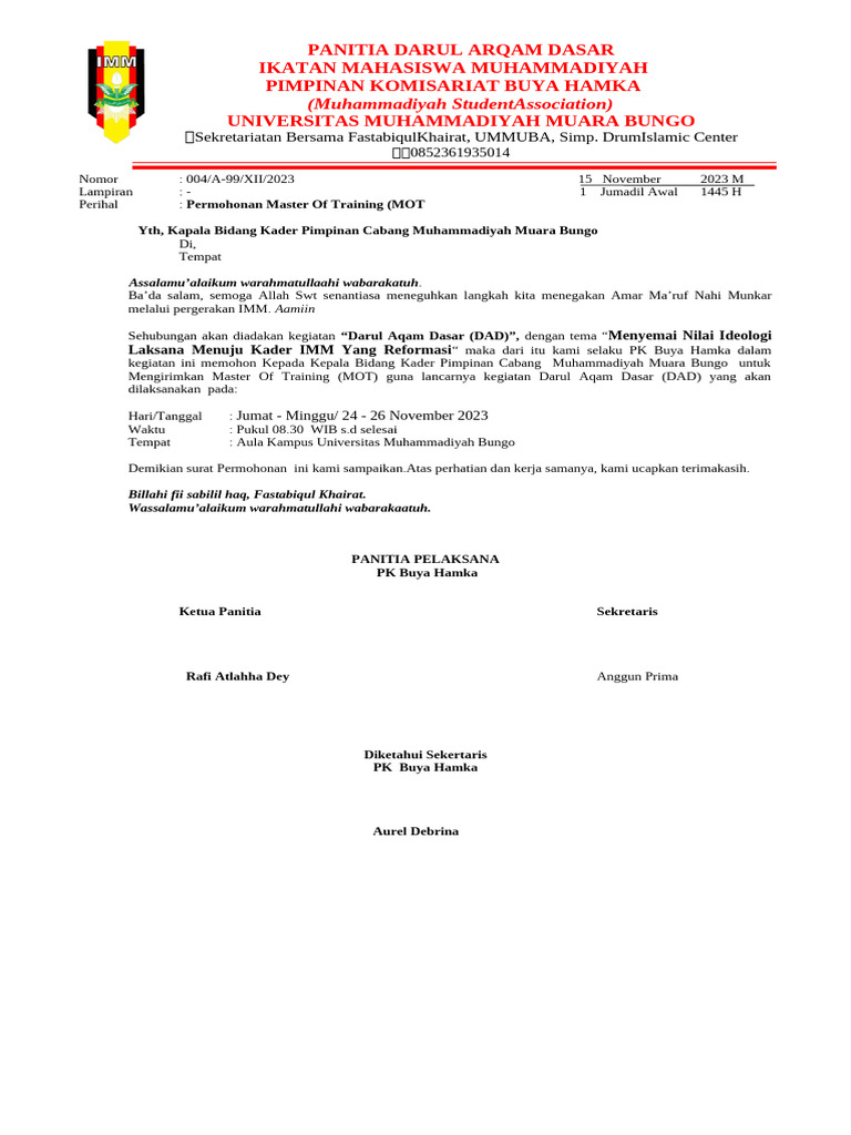 Permohonan Master Of Training | PDF