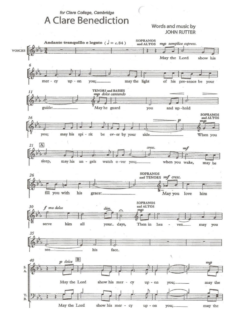 A Clare Benediction-John Rutter | PDF