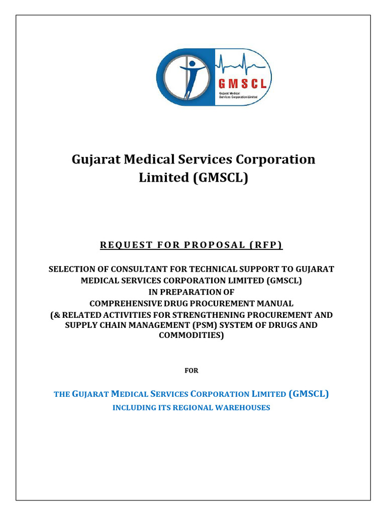 1 Revised GMSCL Tender Drug PM - V2 | PDF | Request For Proposal ...