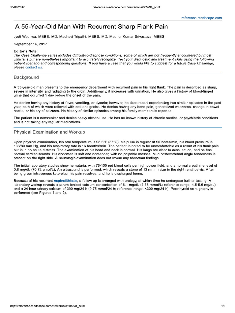 A 55-Year-Old Man With Recurrent Sharp Flank Painpdf | PDF