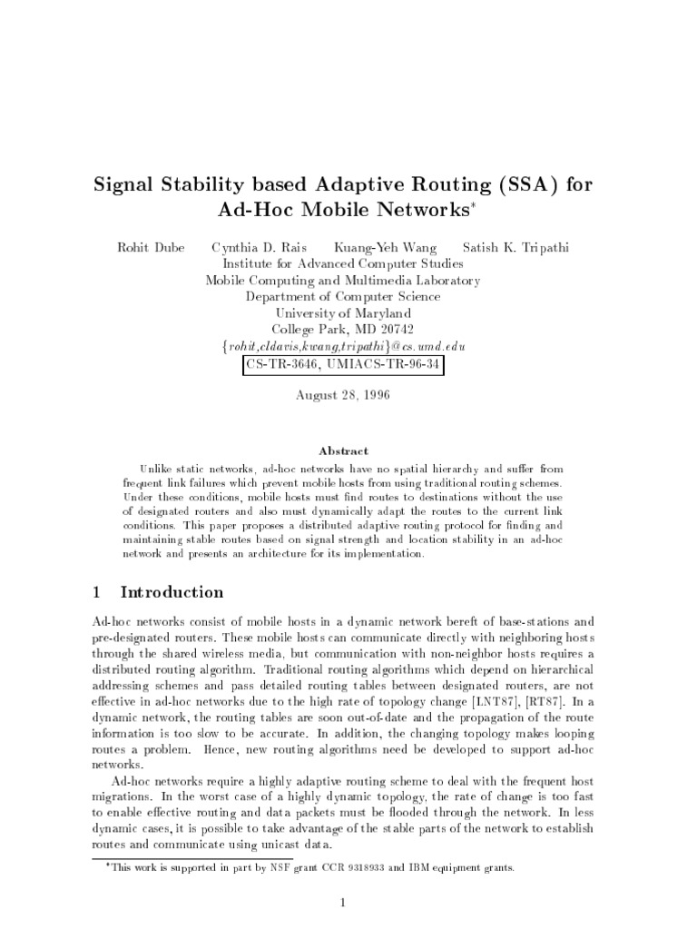 40.1997-IEEE-Signal Stability-Based Adaptive Routing (SSA) For Ad Hoc Mobile Networks | PDF ...