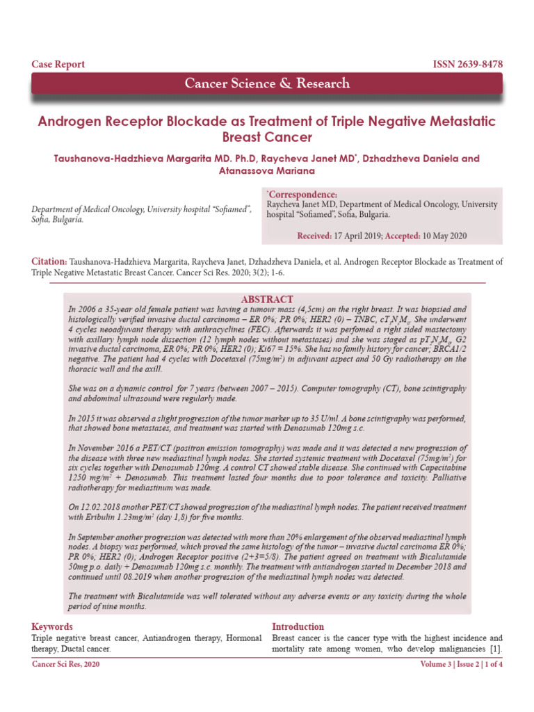 Androgen Blockade in TNBC Treatment | PDF | Breast Cancer | Cancer