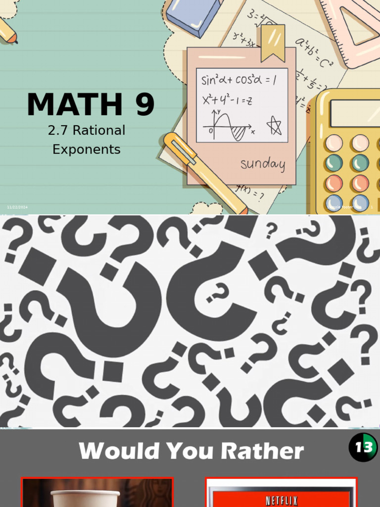 2.7 Math 9 Rational Exponents | PDF | Exponentiation | Numbers