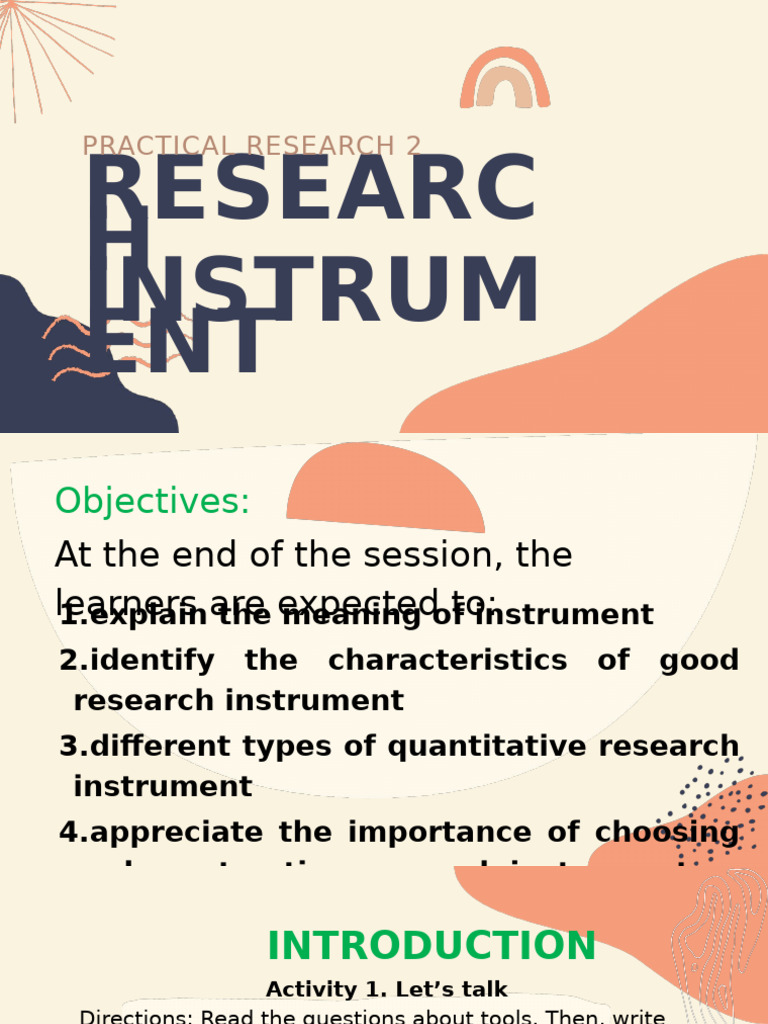 Research Instrument Day 1 | PDF | Survey Methodology | Questionnaire