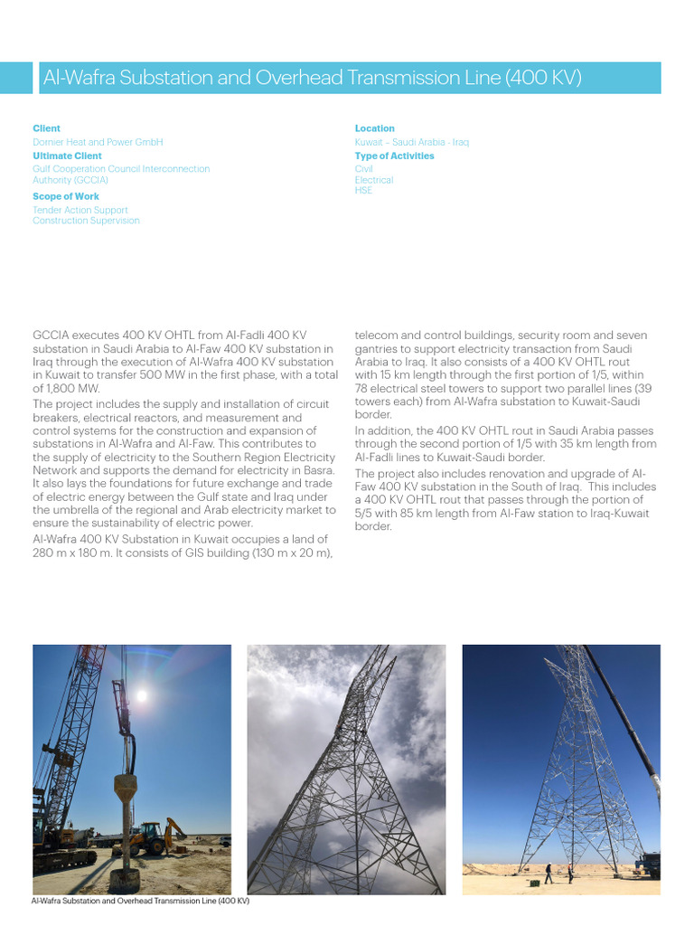 Al-Wafra Substation and Overhead Transmission Line (400 KV) | PDF ...