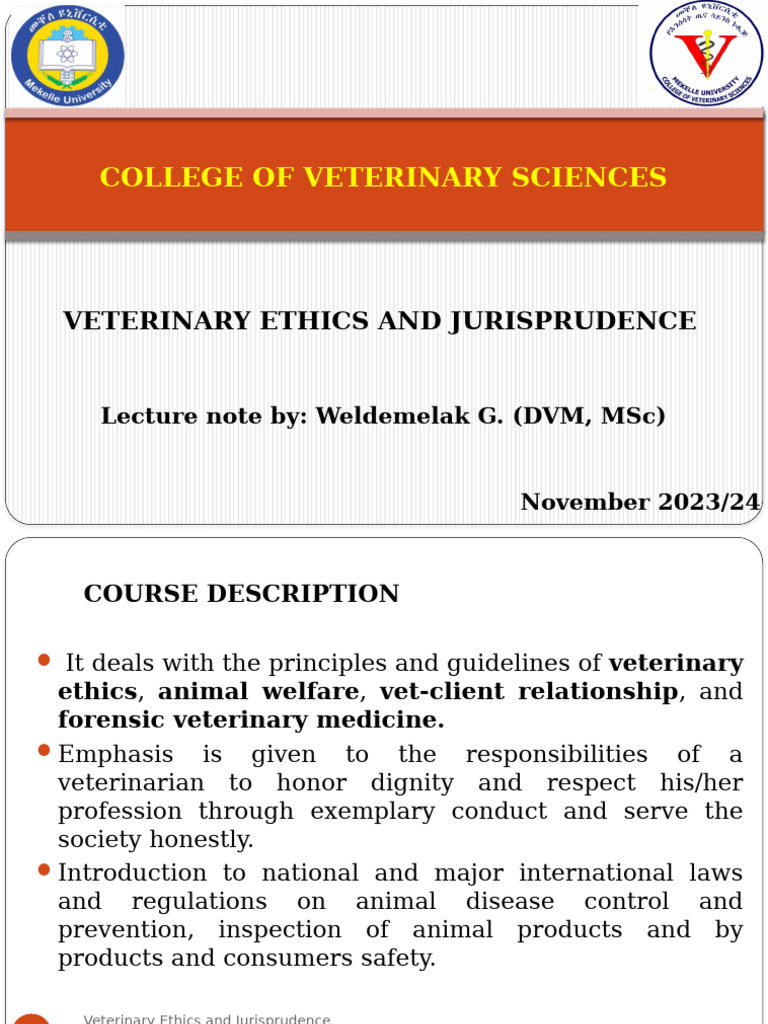 Lecture Note of Veterinary Ethics and Jurisprudence | PDF | Veterinary ...