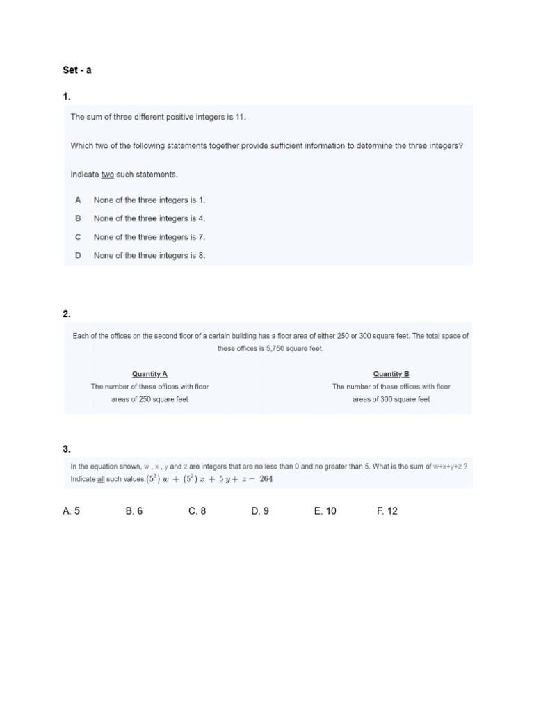KMF GRE Quant Questions | PDF