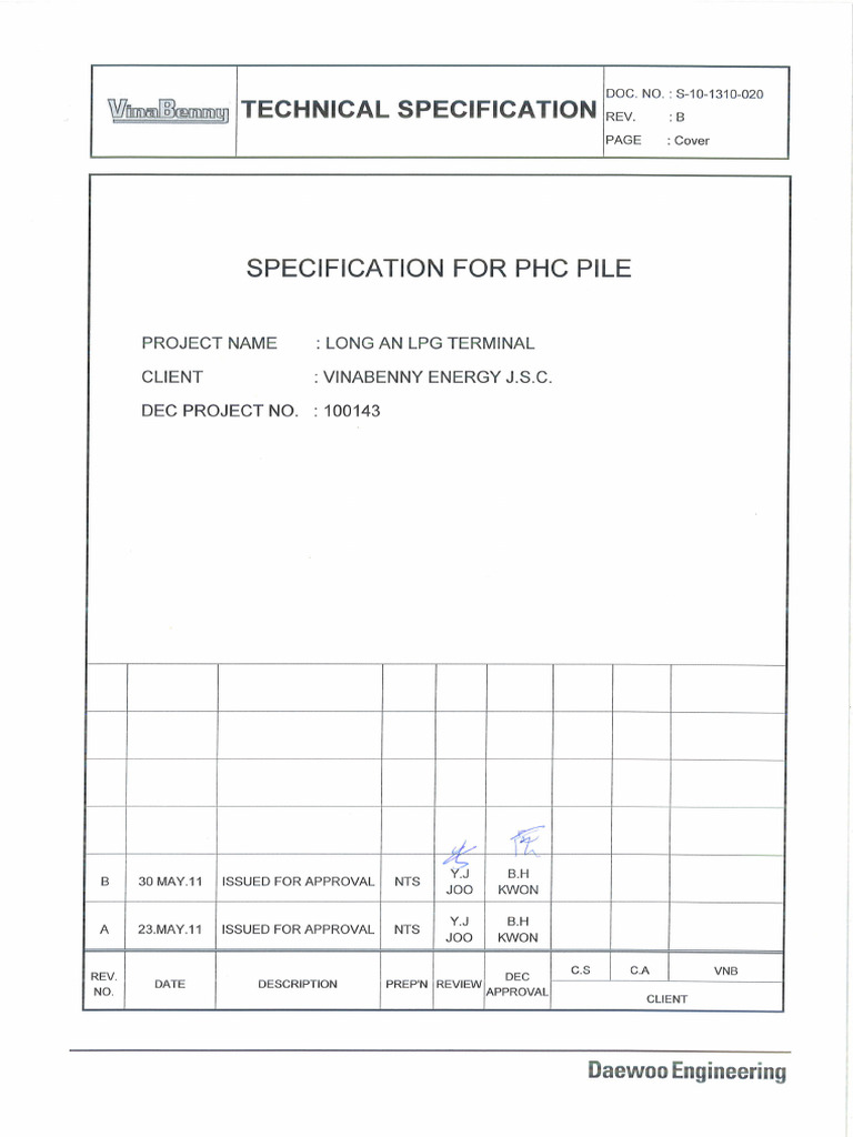PHC Pile Specification for Construction | PDF | Concrete | Cement