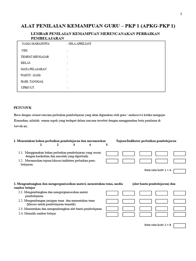 APKG 1 Dan 2 - PKM PGSD - Tutor - Sutarno Hadi Salinan Salinan | PDF | Karier & Perkembangan | Seni