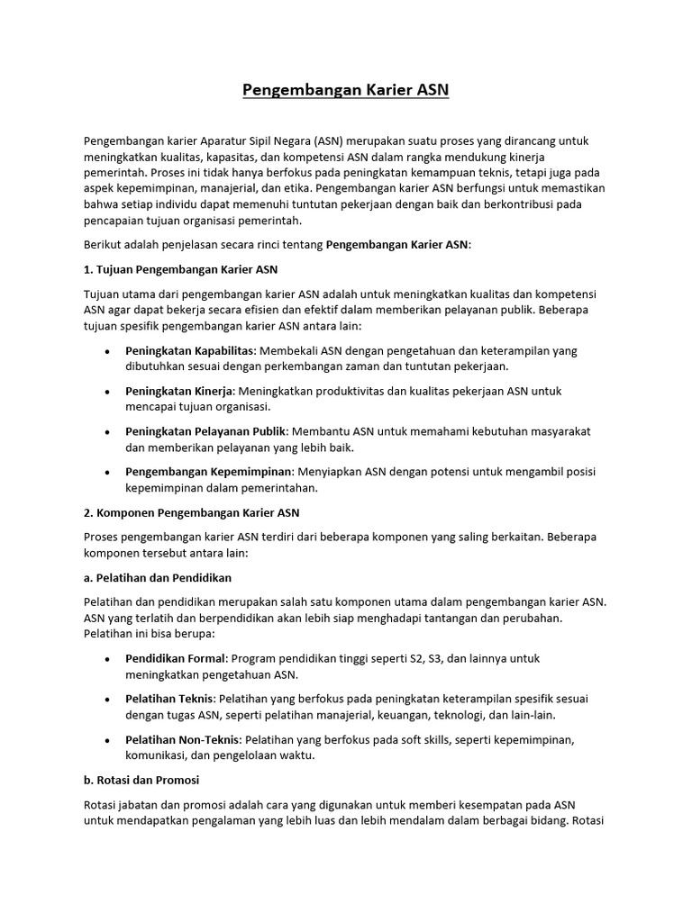 Pengembangan Karier ASN | PDF | Karier & Perkembangan | Bisnis