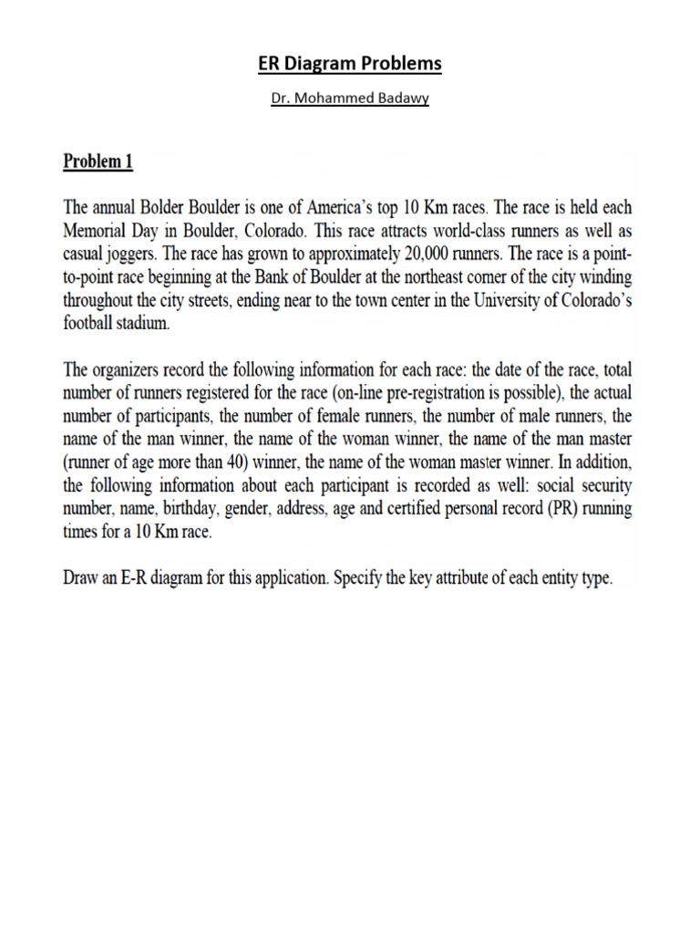 ER Diagram Problems | PDF