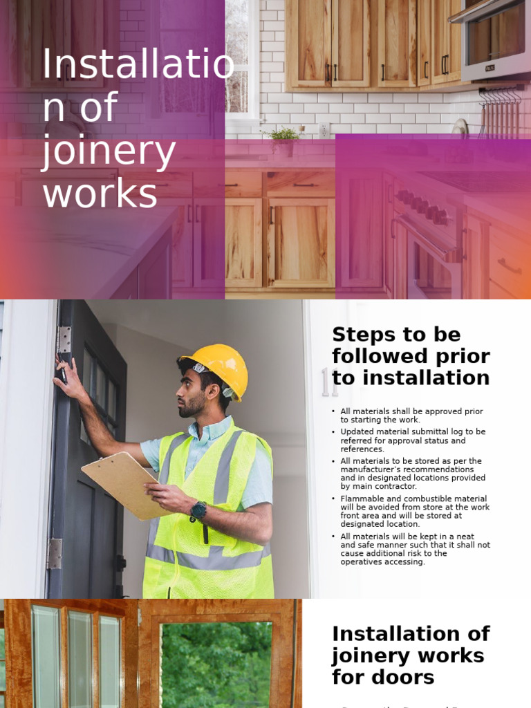 Installation of Joinery Works | PDF | Cabinetry | Sink