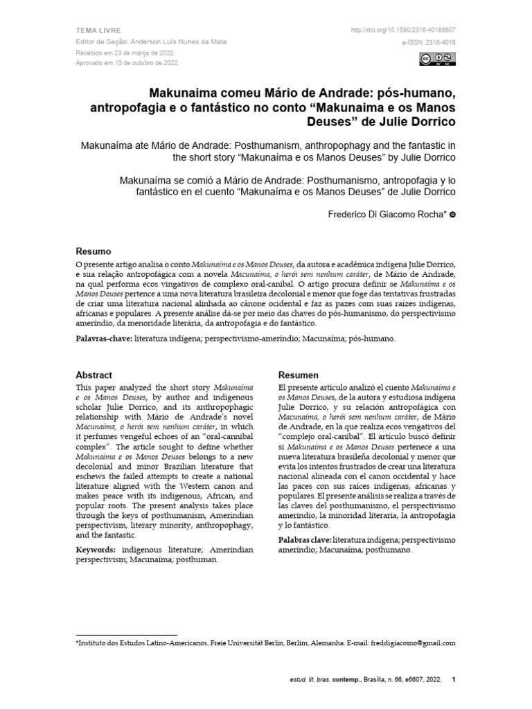 Makunaima e os Manos | PDF | Mitologia grega | Contos