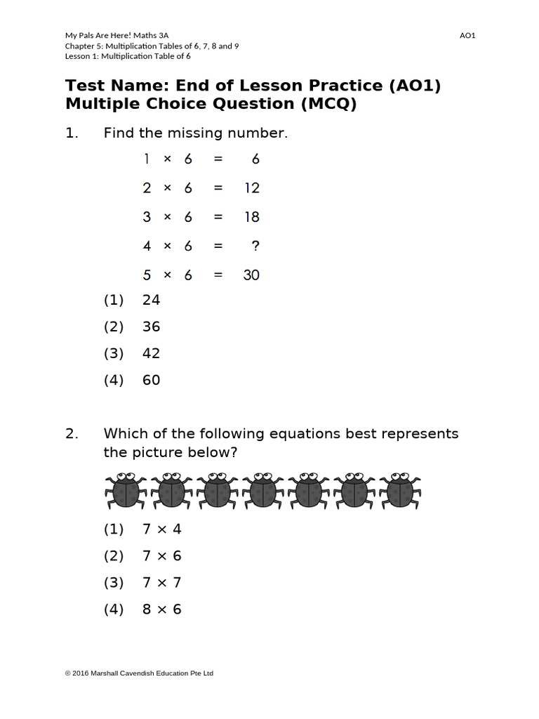 82 MPAH 3A 05 End of Lesson 1 Practice AO1 | PDF