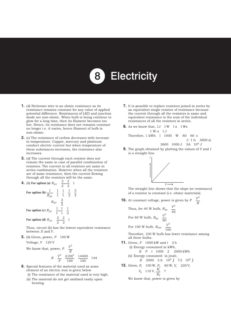 ICSE-Physcis 10 Chapter 8 | PDF | Electrical Resistance And Conductance ...