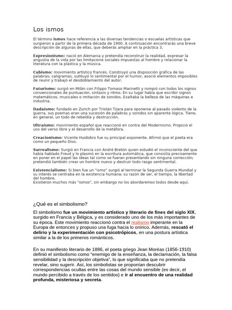 Los Ismos | PDF | Simbolismo (Artes) | Vanguardia