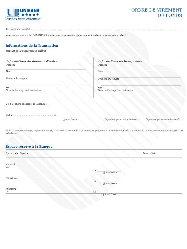 Ordre Virement | PDF | Virement bancaire | Bancaire