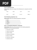 Polyatomic Ionic Compounds Worksheet FLS | PDF
