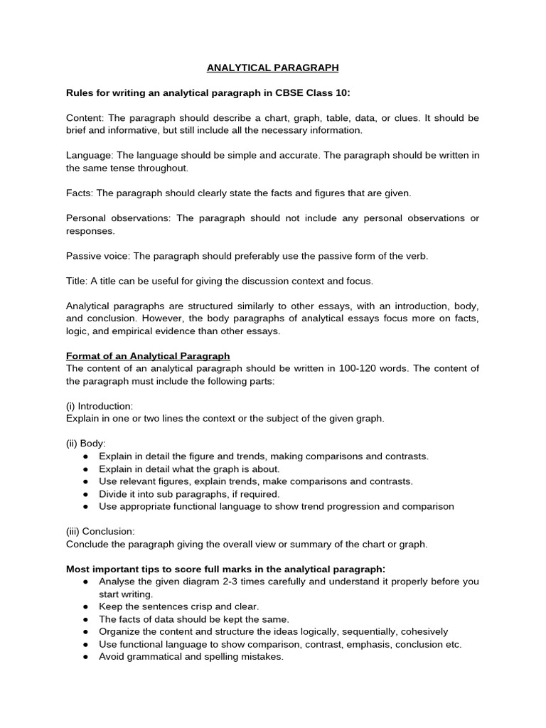 Guidelines for CBSE Analytical Paragraphs | PDF | Career & Growth ...