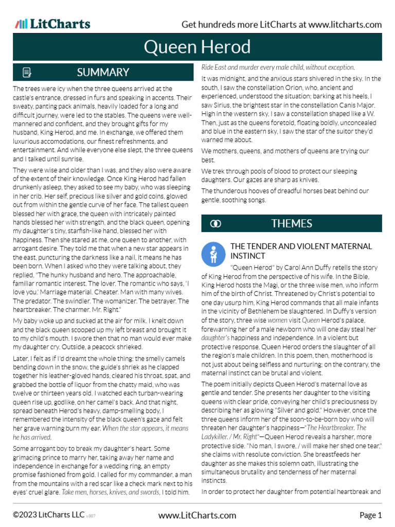 LitCharts Queen Herod | PDF | Biblical Magi | Nativity Of Jesus