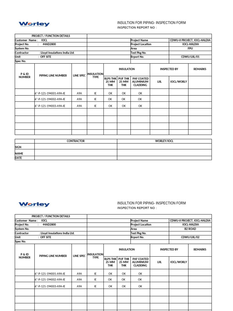 Inspection Form | PDF