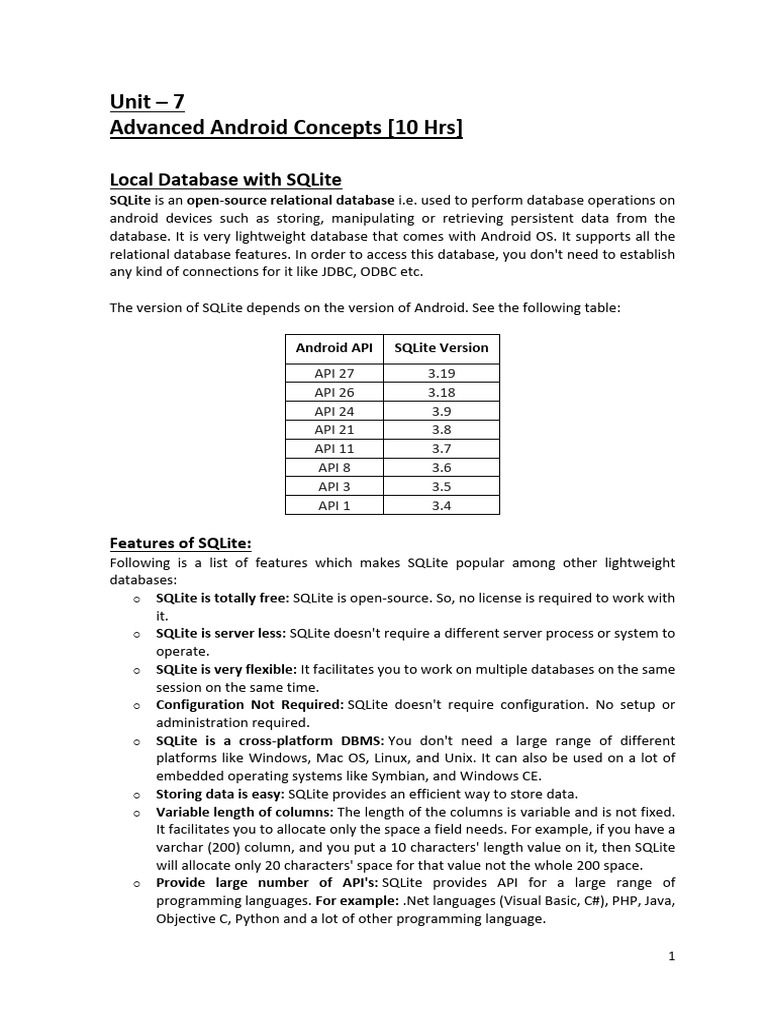 SQLite Database in Android Development | PDF | Sql | Databases
