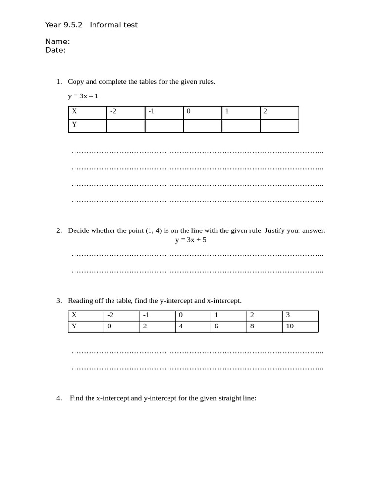 Informal Linear Realtionships | PDF