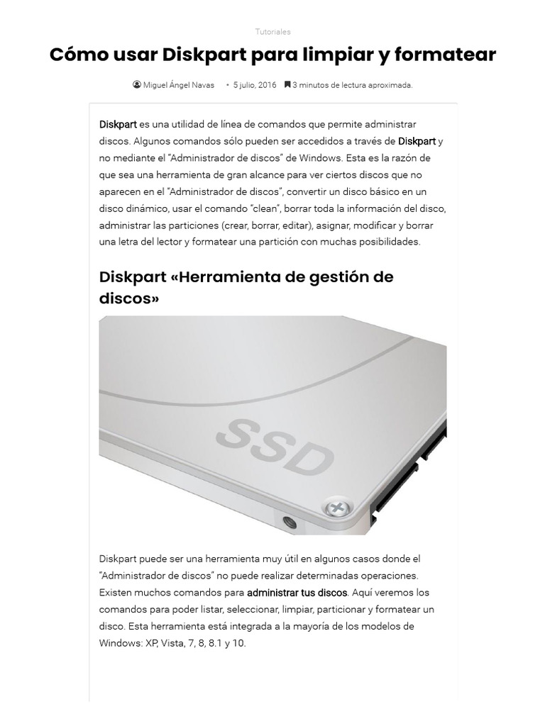Cómo limpiar y formatear con Diskpart | PDF | Arquitectura de Computadores | Software