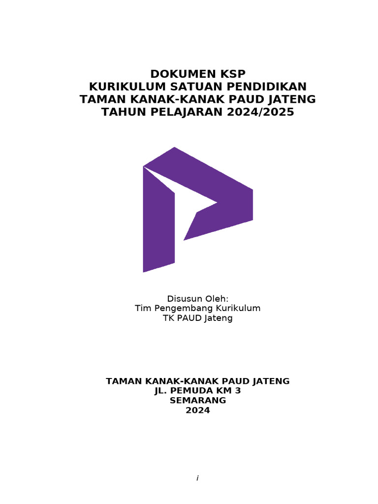Contoh 2024 - KSP - TK - PAUD - Jateng | PDF | Bisnis