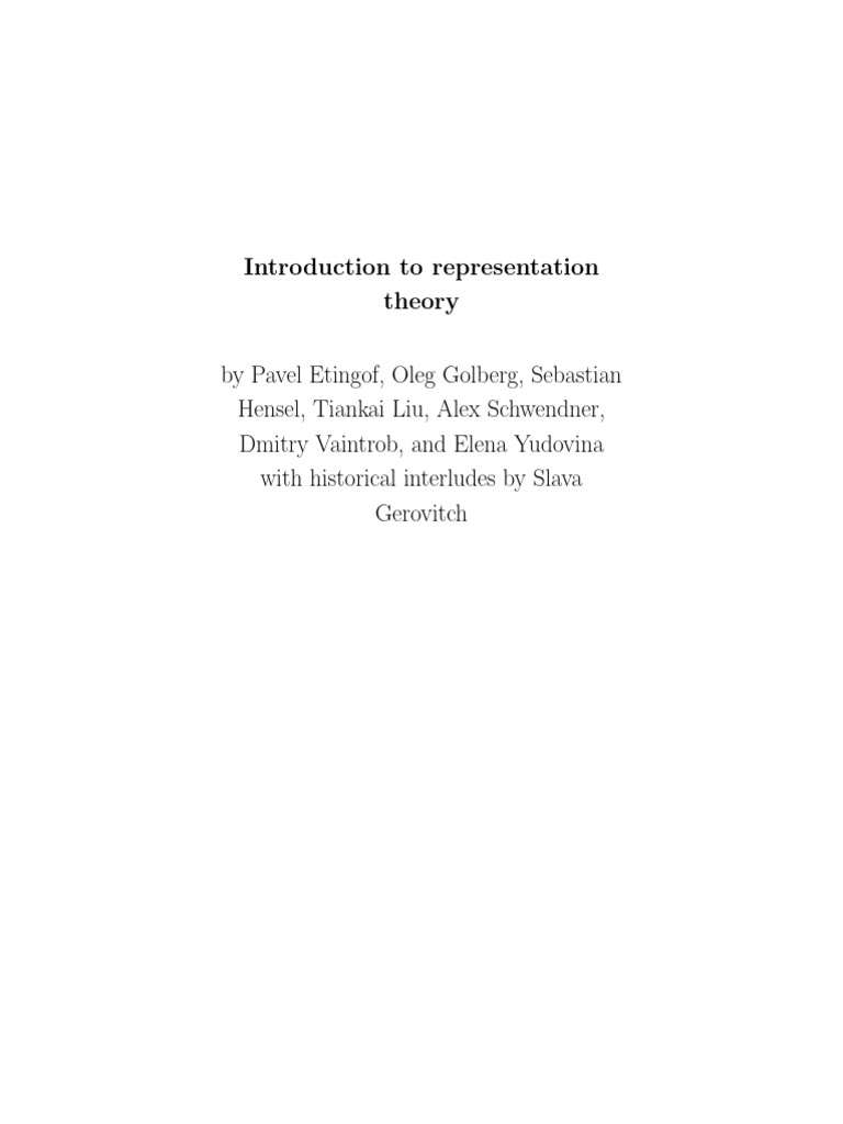 Introduction To Representation | PDF | Representation Theory | Group ...