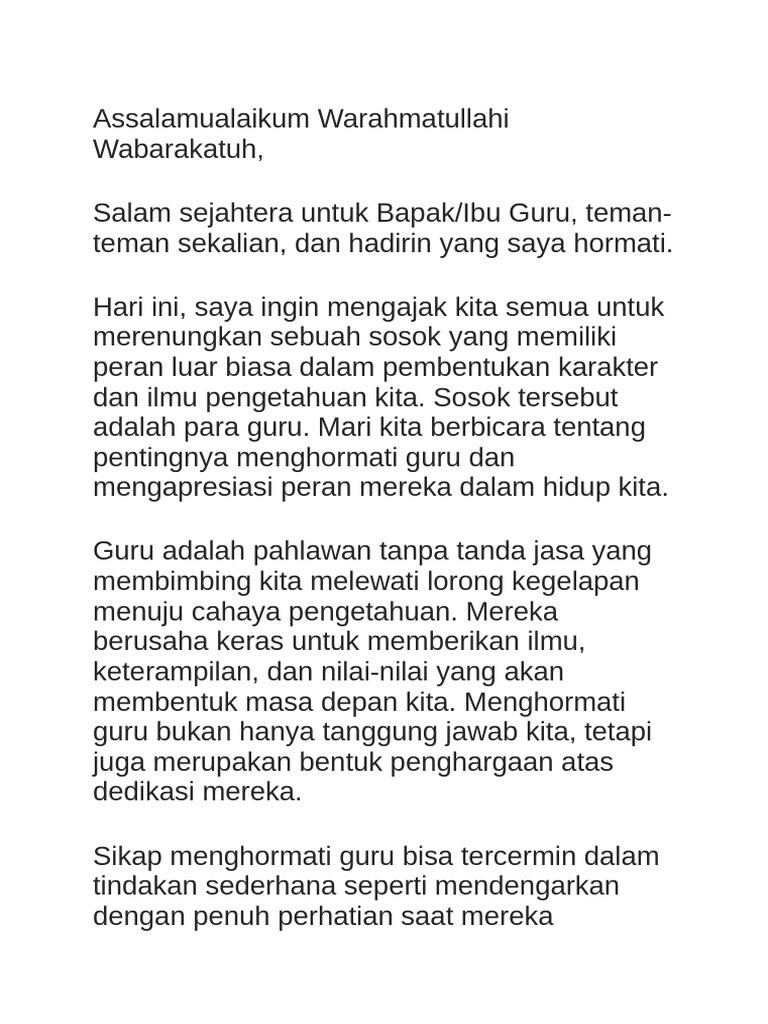 Teks Pidacil Hari Guru Nasional | PDF