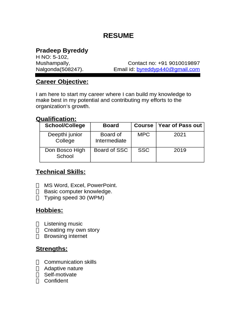 Pradeep Resume 1 | PDF