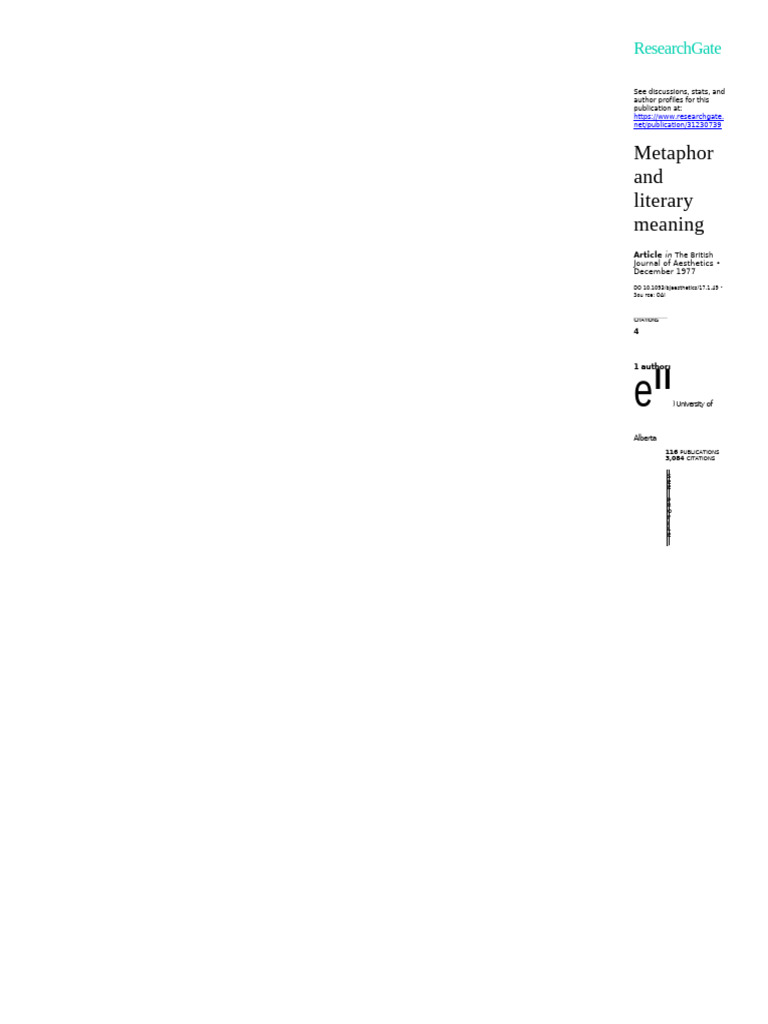 Metaphor and Literary Meaning | PDF | Metaphor | Theory