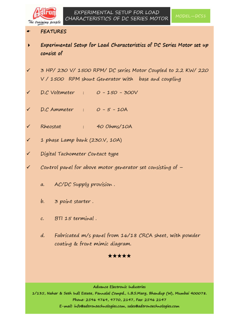 DC Series Motor Load Characteristics Setup | PDF | Science & Mathematics | Computers