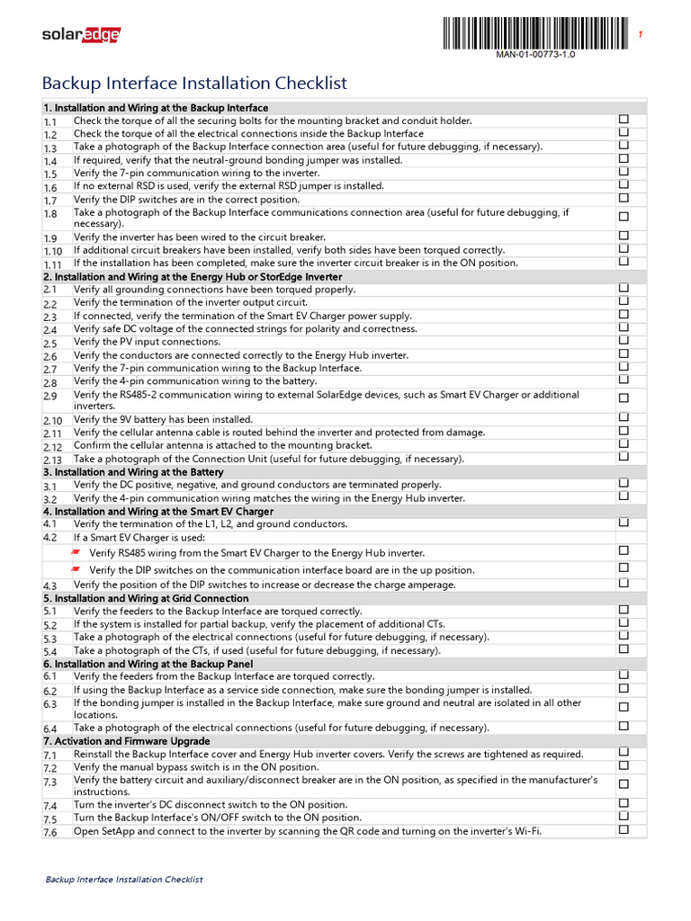 Backup Interface Installation Checklist | PDF | Battery Charger | Power ...