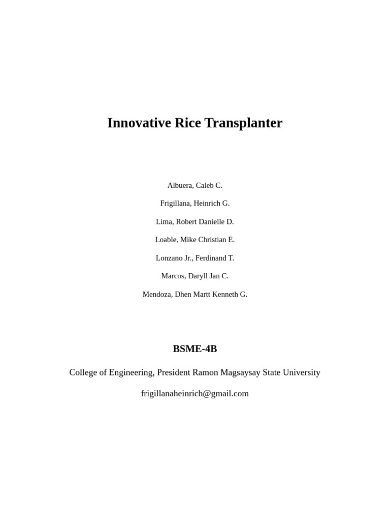 Cost-Effective Rice Transplanter Design | PDF | Agriculture | Smallholding
