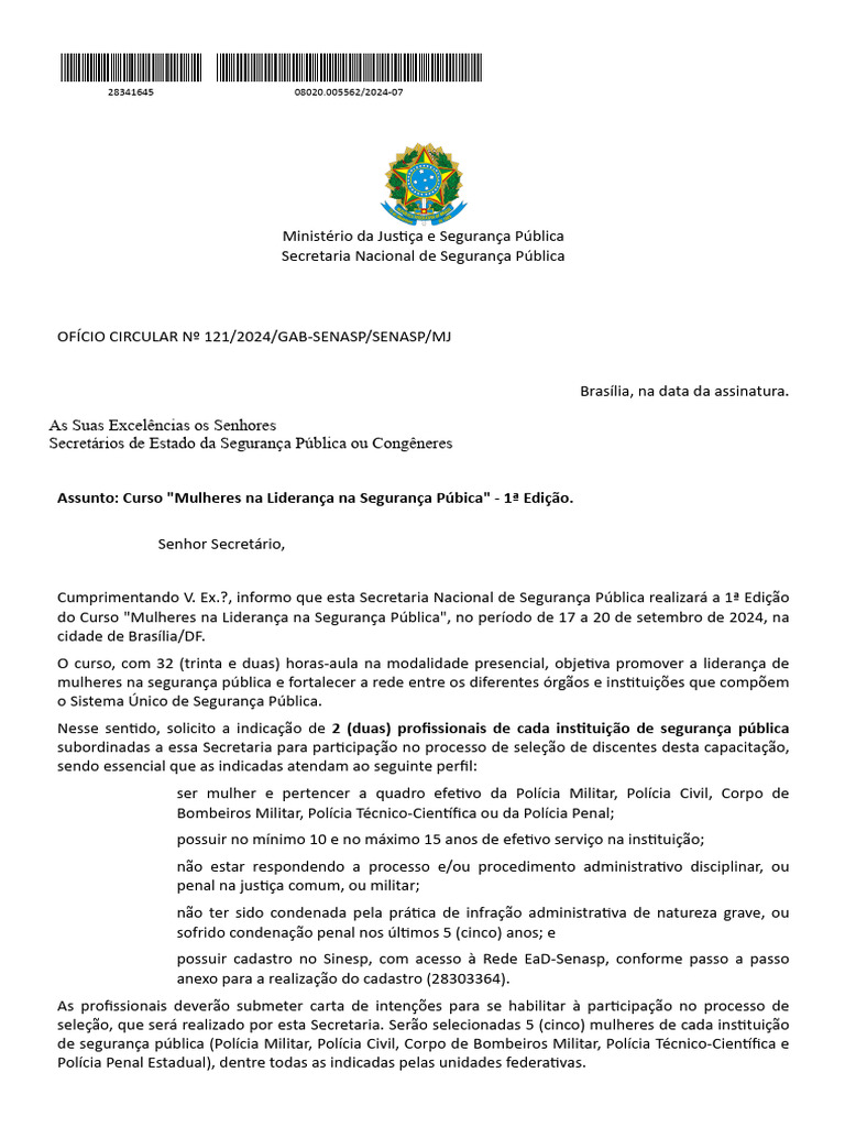 Ofício Circular #121.2024 | PDF | Polícia