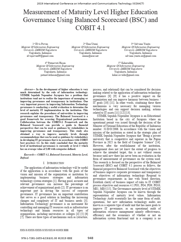 Measurement of Maturity Level Higher Education Governance Using ...