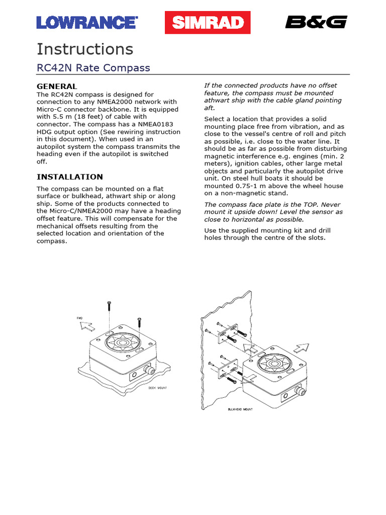 RC42N Im en 988-10278-001 | PDF | Compass | Calibration