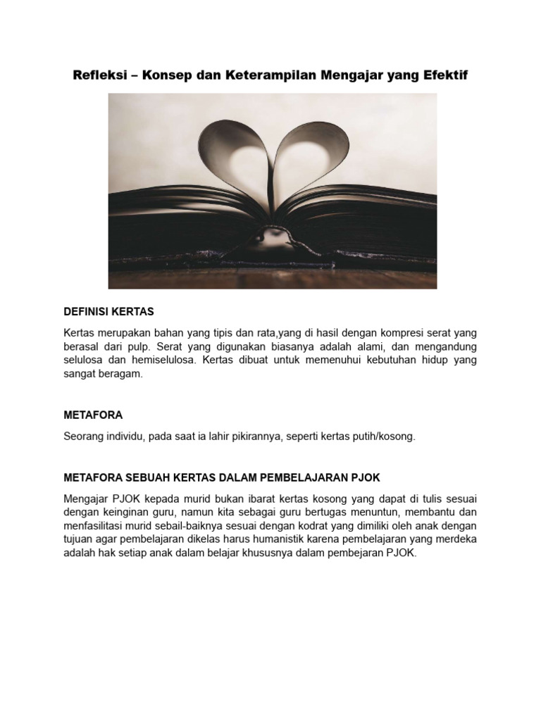 2.1.c.1. Refleksi - Konsep Dan Keterampilan Mengajar Yang Efektif | PDF | Karier & Perkembangan ...