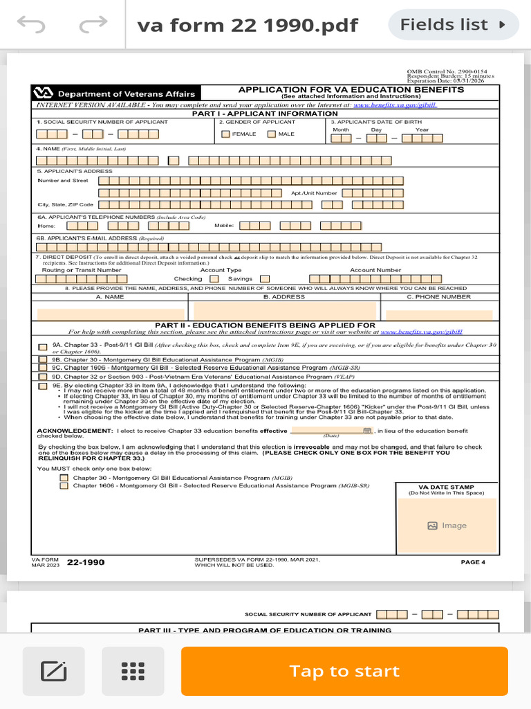 PDFfiller - Va Form 22 1990 PDF | PDF