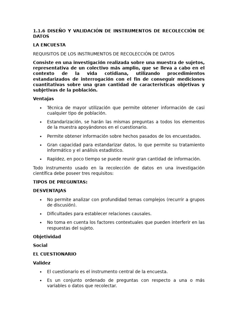 Diseño y Validación de Encuestas | PDF | Metodología de encuesta ...