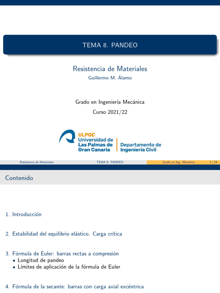RM T8 Pandeo | PDF | Pandeo | Resistencia de materiales