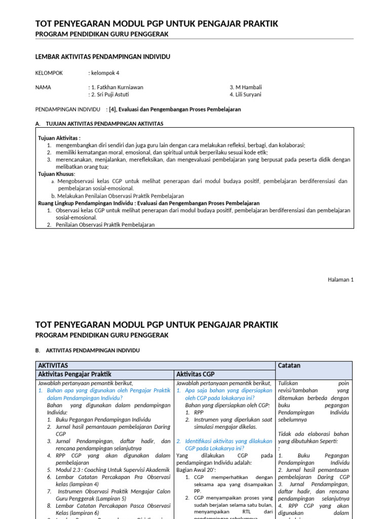 Lembar Aktifitas-PI Kel 4 | PDF | Karier & Perkembangan | Bisnis