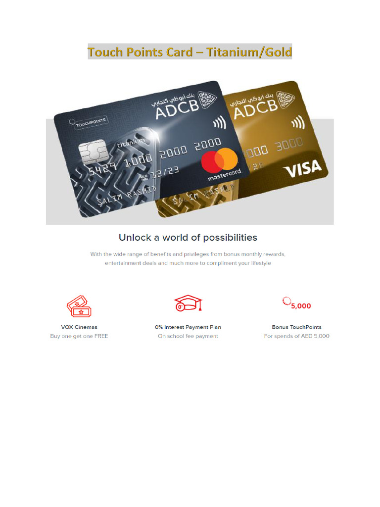 ADCB TouchPoints Credit Card Benefits | PDF | Business | Technology ...
